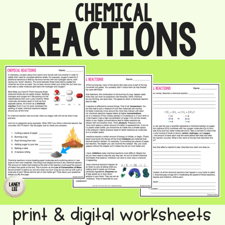 Chemical Reactions Reading Comprehension Worksheets chemical-reactions-reading-comprehension-worksheets